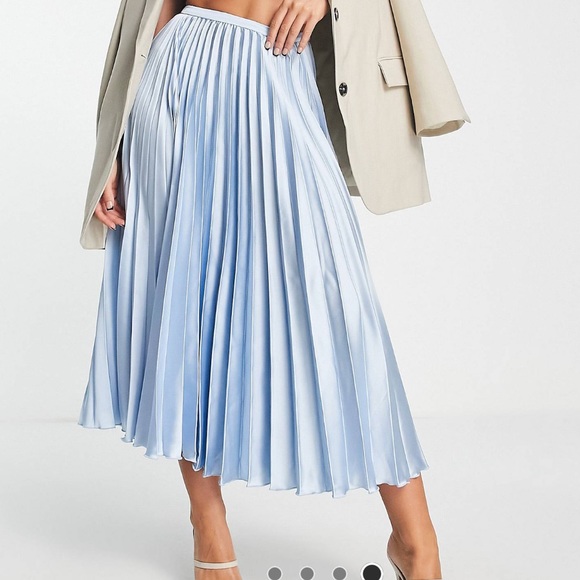 ASOS | Skirts | Nwot Asos Metallic Pleated Midi Skirt | Poshmark